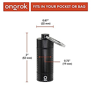 ONGROK Premium Mini Storage Tube, Keychain, Pocket-Sized, Airtight, Aluminum Metal Holder and Case (Black)