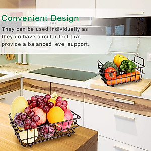TomCare 2-Tier Fruit Basket Metal Fruit Bowl Bread Baskets Detachable Fruit Holder kitchen Storage Baskets Stand - Screws Free Design for Fruits Breads Vegetables Snacks, Bronze
