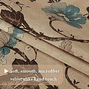 H.VERSAILTEX Blackout Curtains for Bedroom/Living Room Thermal Insulated Printed Curtain Drapes 63 Inches Long Energy Efficient Room Darkening Curtains Pair (2 Panels), Vintage Floral Brown & Blue