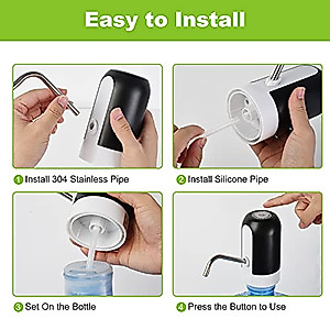 Calogy 5 Gallon Water Dispenser, Electric Drinking Water Pump with Rechargeable, Portable Automatic Water Bottle Pump for Camping Kitchen Home Office - Black