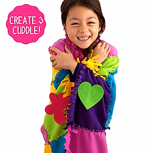 Made By Me Easy to Knot Quilt Making Kit by Horizon Group USA, No Sewing, No Cutting, 59 in. x 39 in. Fleece Blanket, Pre-Cut Squares & Felt Decals (57964F)