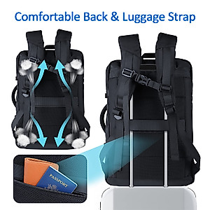 Lapsouno Backpack, Carry On Backpack, Expandable Travel Backpack for Carryon Luggage, 40L Extra Large Flight Approved Traveling Backpacks for Men Women, Water Resistant Business Daypack Bag, Black