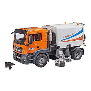 Bruder Toys - Commercial Realistic MAN TGS Street Sweeper Truck with Open-able Doors, Adjustable Brushes, and Flexible Hose - Ages 4+