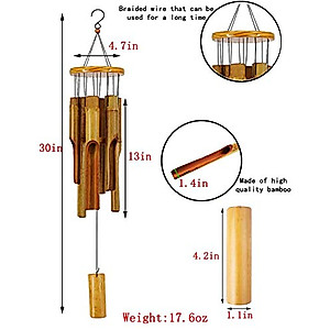 Afirst Wooden Wind Chimes Outdoor, Bamboo Wind Chimes with Amazing Deep Tone for Patio Garden Home Décor, Natural Beautiful Sound