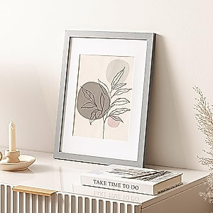 eletecpro 11x14 Picture Frames Set of 5, Gallery Wall Frame Display 8x10 Photo with Mat or 11x14 without Mat, Picture Frame Collage Wall Decor for Wall Mounting, Grey