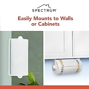 Spectrum Diversified Wall Mount Holder Easy Installation, Under Kitchen Cabinet Paper Towel Dispenser, Use, White