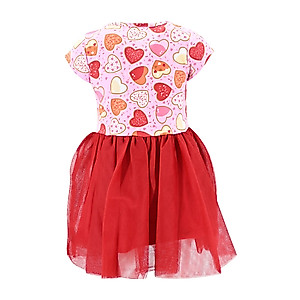 Girls Short Sleeve Tulle Tutu Dresses for Kid and Toddler Girl Valentines Day Dress Outfit Sizes 18M-12Y (7 Years, Cookies)