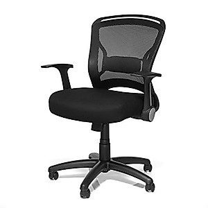 Lorell Flipper Arm Mid-Back Chair, 39.6" x 27.8" x 28", Black