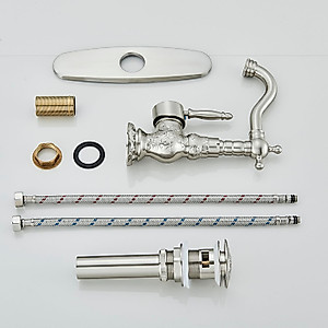 Senlesen Brushed Nickel Swivel Spout Bathroom Faucet Vanity Sink Mixer Tap and Pop Up Drain with Overflow