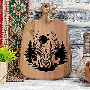 11 Pcs Deer Stencils Forest Mountain Tree Deer Head Stencils for Wood Burning Stencil Template Stencils for Painting on Wood Crafts Home Decors (Deer)