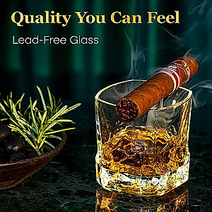 EdelweissPeak Bourbon Glasses Set of 4 in a Gift-Ready Box - Heavy Whiskey Glasses set of 4 with Mountains on Sides - Scotch Glasses Set 4 - mt Everest Expedition Whiskey Gifts for Men Series