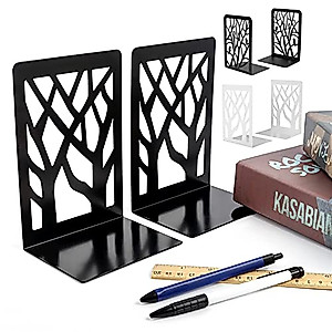 Wonzonewd File Sorters Book Ends Universal Metal Bookends for Shelves Heavy Duty Metal Non-Skid Bookend Supports Book Shelf Holder