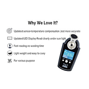 Digital Refractometer Digital BRIX Tester Sugar Meter Ideal for Drinking Water Beverage Kombucha Orchard Fruit Juice Carbohydrate Content High Accuracy Portable Refractive Index Tester 0-58%