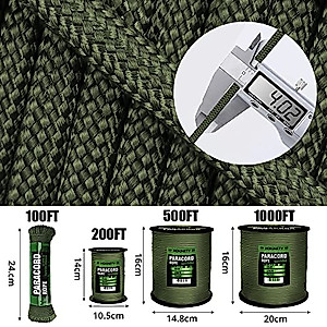 1000Ib Paracord Rope - 100ft 200ft 500ft 1000ft 4mm,12 Strand Parachute Spool Cord,para Cord Lanyard for Camping,Hammock,Clothsline,Hiking,Fishing,Survival braceletand Survival