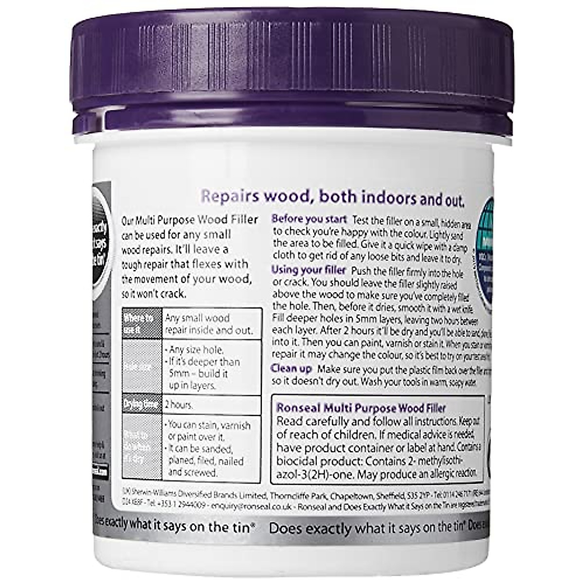 Ronseal Multi-Purpose Wood Filler - White 250g