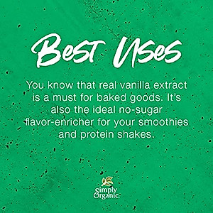 Simply Organic Pure Madagascar Vanilla Extract, 4-Ounce Glass Jar, Certified Organic, Sugar-Free Flavor For Smoothies