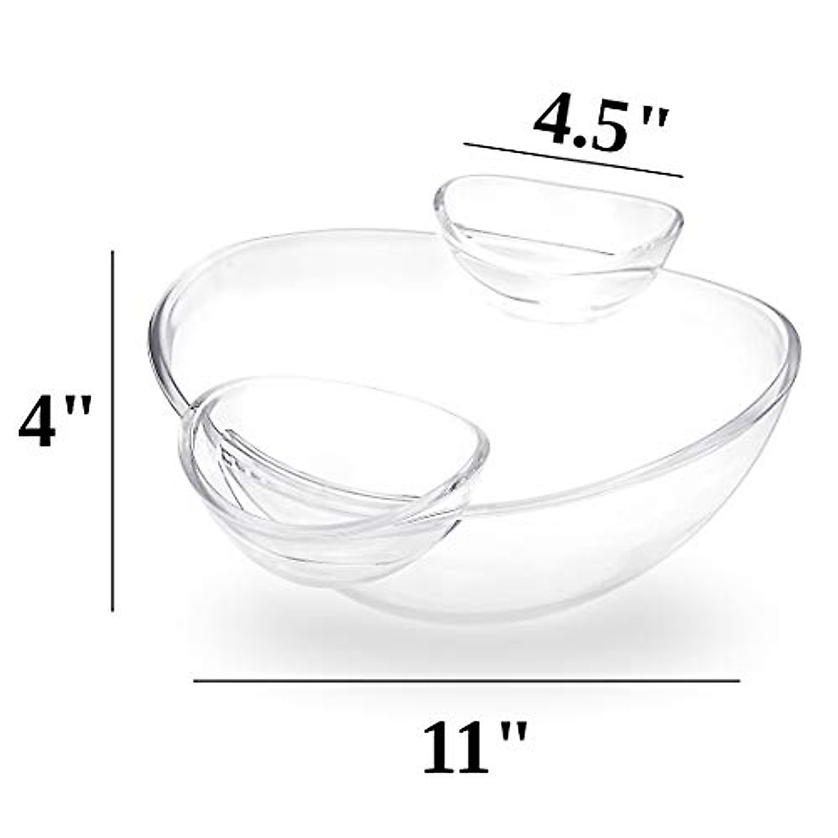 Chip and Dip Acrylic Bowl Set (3L main bowl, 180ml dipping bowls)
