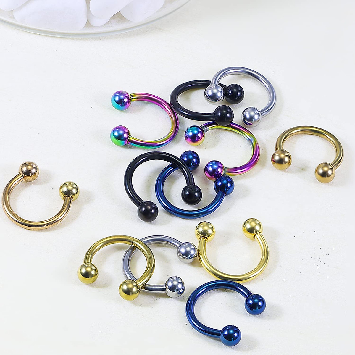 Kridzisw 14G Septum Ring Jewelry Surgical Stainless Steel Septum Nose Nostril Eyebrow Lip Belly Navel Smiley Ring Hoop Cartilage Helix Tragus Rook Daith Gauges Earring Piercing Jewelry Women Men 10mm