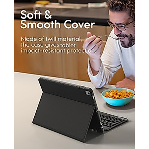 CHESONA Keyboard Case for iPad 9th Generation 2021 10.2 Inch, Detachable Wireless with Pencil Holder Stand Folio Keyboard Cover for iPad 9th Gen/8th Gen/7th Gen 10.2" (Black)