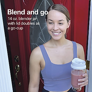 Hamilton Beach Portable Blender for Shakes and Smoothies with 14 Oz BPA Free Travel Cup and Lid & Portable Blender for Shakes and Smoothies with 14 Oz BPA Free Travel Cup and Lid