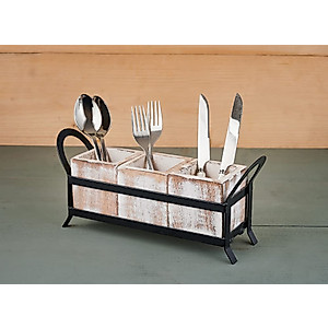 CUT02WW Wooden Utensil Cutlery Holder Caddy Flatware and Silverware Organizer Spoons, Forks, Knifes and Napkin Supplie