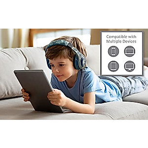 Jurassic World Kids Headphones, Adjustable Headband, Stereo Sound, 3.5Mm Jack, Wired Headphones for Kids, Tangle-Free, Volume Control, Childrens Headphones Over Ear for School Home, Travel