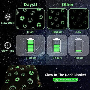 DaysU Glow in The Dark Blanket, Luminous Kids Throw Blanket for Couch Sofa Toddler Bed, Birthday Present for Boys Girls, Micro Flannel Warm Soft Plush Blanket, 50"x60",Ball