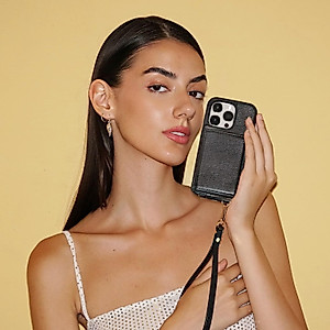 ZVE for iPhone 15 Pro Max Wallet Case Crossbody, Card Holder Phone Purse for Women, RFID Blocking Zipper Leather Cover with Wrist Strap for iPhone 15 Pro Max (6.7 inch)- Black