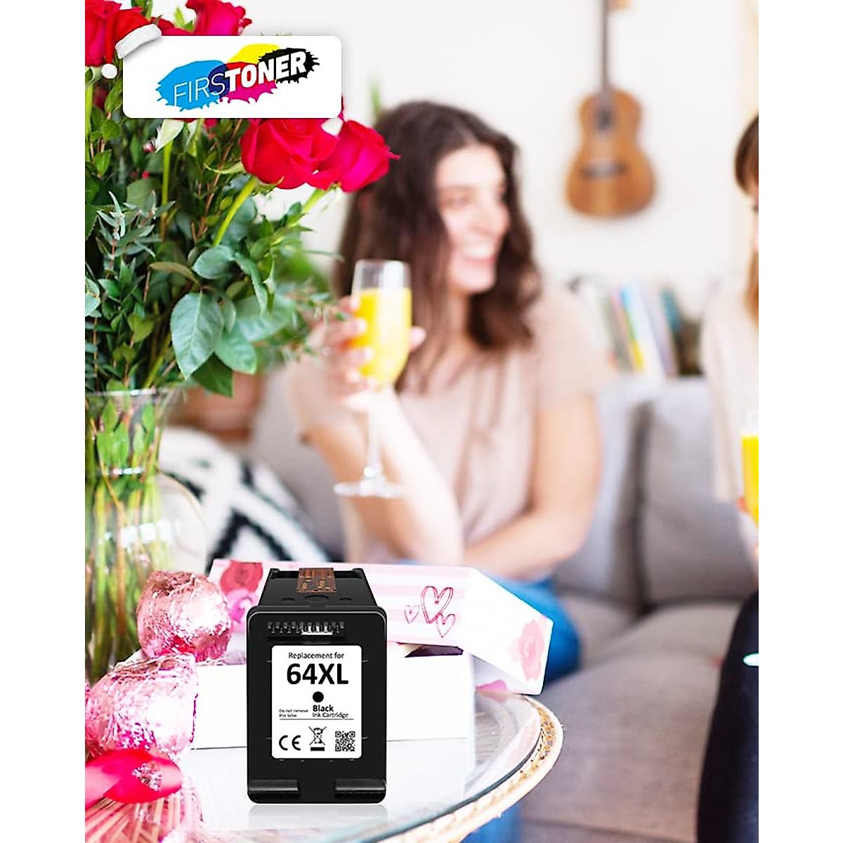 Firstoner 64 XL Black Ink Cartridge Replacement for HP 64XL Ink Remanufactured for HP Envy Photo 7858 7855 7155 7158 7120 7158 7164 6255 6252 6232 Tango X Smart Series Printer(1 Black)