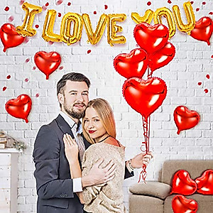 kortes I Love You Balloons and Heart Balloons Kit with Rose Petals, Valentines Day Decorations for Party