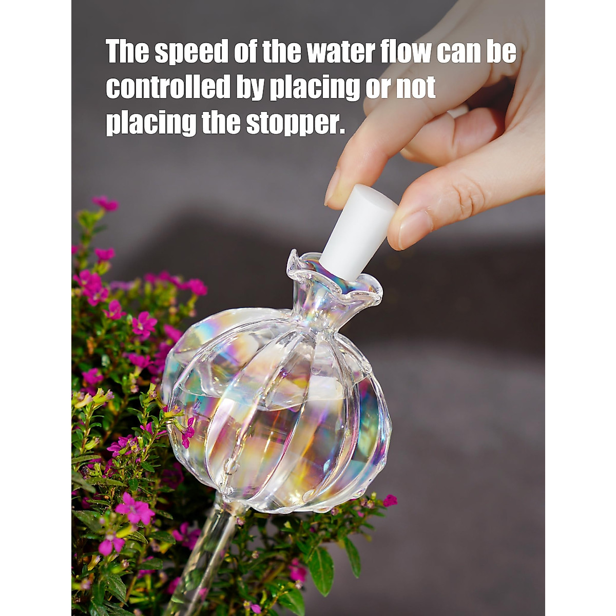 NiHome Plant Watering Globes 2-Pack, Iridescent Glass Cactus Self Watering Globe, Glass Waterer for Potted Plants - 4.7OZ/140 ML Capacity Automatic Mini Irrigation System, Adorable Gardening Gift