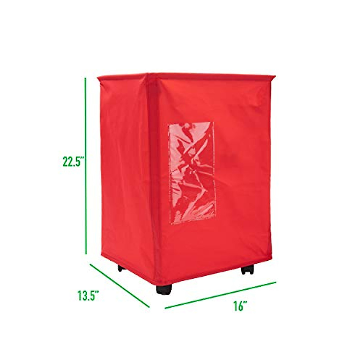 Mind Reader 65 Liter Rolling Laundry Hamper, Fabric Laundry Basket, Dirty Clothes Storage, Bathroom, Bedroom, Closet, Laundry Room, Red