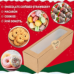 NPLUX 36 Pack Macaron Boxes for 5-7 Macarons Container Packaging Strawberry Candies Sweets Boxes with Sticker for Gift Giving(Brown)