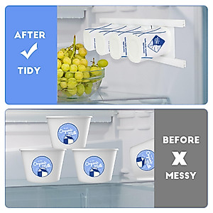 DLUGOPIS 6 Pcs 20 Capacity Fridge Yogurt Organizer Yogurt Fridge Holder Yogurt Storage with Self Adhesive Tapes Yogurt Container for Fridge 3.75 Inch Multiple Sizes Yogurt Refrigerator, white