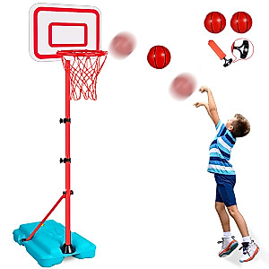 Kids Basketball Hoop Adjustable Height 2.9 ft-6.2 ft Toddler Basketball Hoop for Kids Indoor Outdoor Play Portable Basket Ball Goal Backyard Outside Toys for Boy Girl Age 2 3 4 5 6 7 8