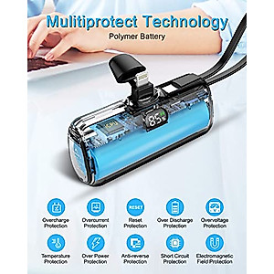 Aimenzunto Small Portable Charger Power Bank, 5000mAh with Lightning & USB C Dual Output Powerbank, LED Display Battery Pack Fast Charging for iPhone 14/13/12/11 Samsung Google Pixel Moto etc