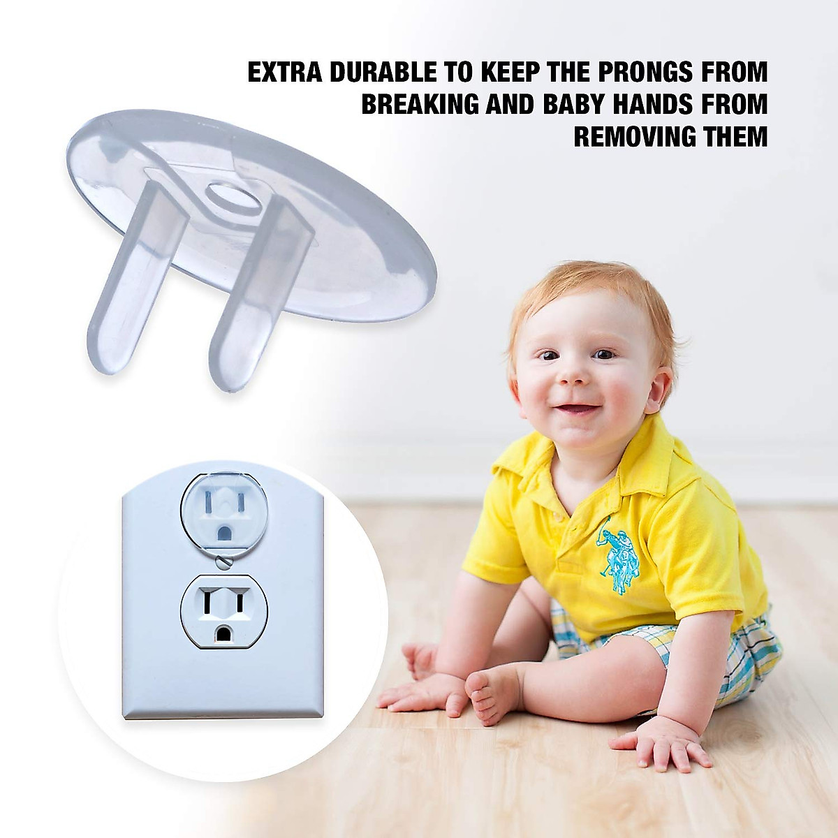 AZbébé Plug Protectors | Wall Outlet Covers for Child Safety & Baby Proofing | Ultra Clear Protective Cap with Water Proof Design | Best Home Electrical Socket Cover | Pack of 32 Transparent Caps