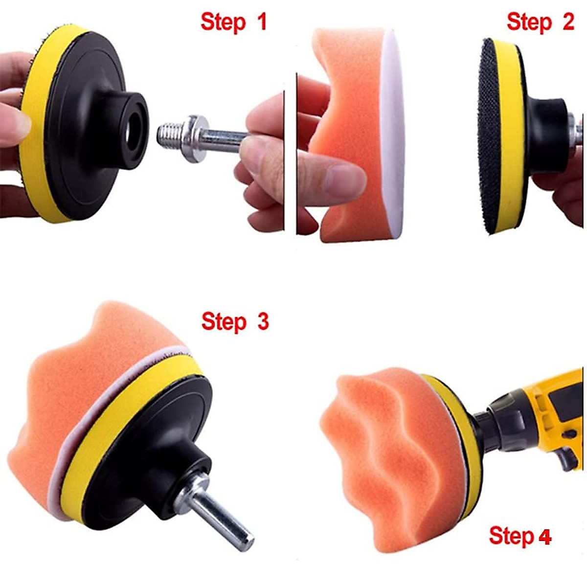 WONDER POINT Buffing Polishing Pads - 3 Inch 31 Pieces Premium Material Car Foam Drill Polishing Pad Kit Sponge Pads Buffer Polisher Kit Headlight Restoration Kit with Wool for Car Polishing, Waxing