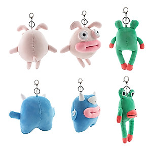 Furvana 5 Inch Lovely Monster Animal Stuffed Doll Plush Toy Keychain Key Holder Bag Pendant, Carnival Prizes for Kids, Valentine Gifts Toys