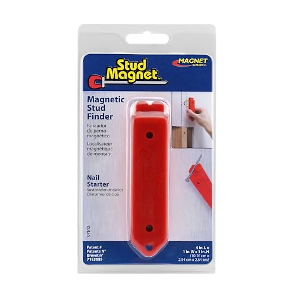 Master Magnetics 07612 Magnetic Stud Finder with Shield, Drywall Screw and Nail Locator, Red