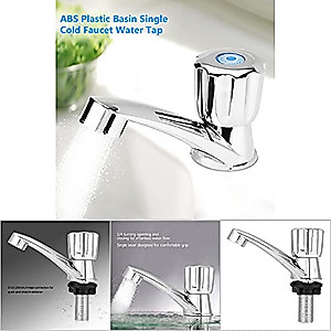Fdit Water Tap Single Cold Faucet Water Nozzle G1/2 Bathroom Basin Kitchen Sink Rest Room Washing Basin Accessories ABS(Knob Handle)