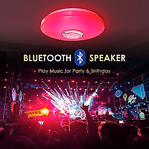CheDux 36W RGB LED Ceiling Light with Bluetooth Speaker,12 Inch Cool/Warm/White Color Changing Ceiling Lamp with App and Remote Control,Waterproof Ceiling Lights for Child Bedroom Bathroom