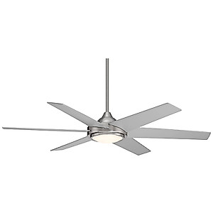Casa Vieja 56" Estate Modern 6 Blade Indoor Outdoor Ceiling Fan with Light LED Remote Control Brushed Nickel White Diffuser Damp Rated for Patio Exterior House Porch Gazebo Garage