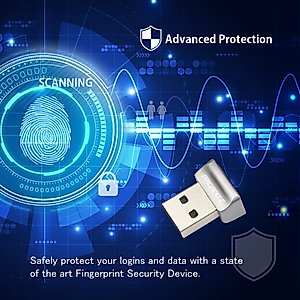 ARCANITE USB Fingerprint Reader for Windows 11/10 Hello Desktop, Laptop, 0.05s 360-Degree Sensor Security Device Login, Security Lock