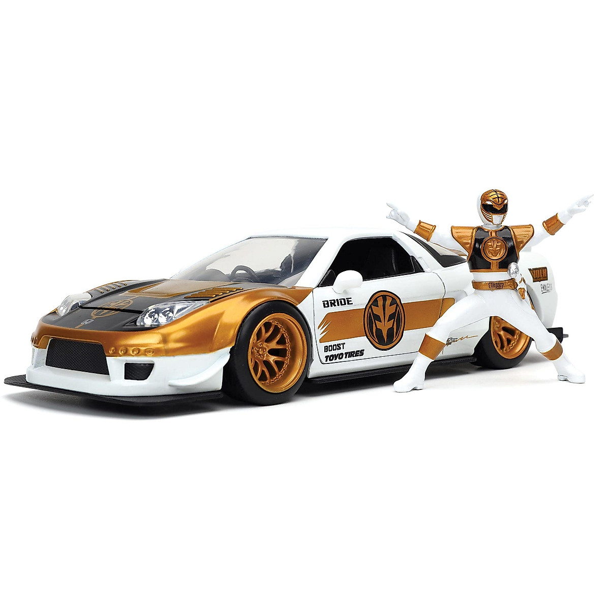 Jada Toys Power Rangers 1:24 2002 Honda NSX Type-R Japan Spec Die-cast Car with 2.75" White Ranger Figure, Toys for Kids and Adults