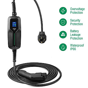LEFANEV 40Amp EV Charger Level 2,25ft NEMA 14-50 9.6KW Portable Electric Vehicle Charging Station for Electric and Hybrid Vehicles