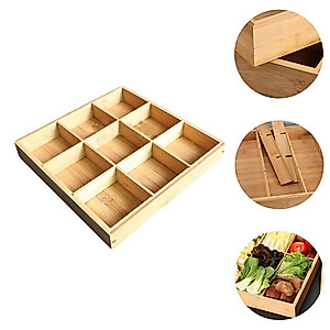 DOITOOL Wooden Dried Fruit Box Jiugongge Multifunction Snack Storage Container Sectional Tray Serving Dish Platter for Wedding Birthday Halloween Party Supplies