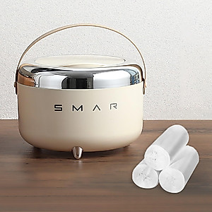 Aiabaleaft Mini Trash Can with Lid, Small Trash Can for Desk, 1.5 Liters Countertop Mini Garbage Cans, PET Desk Wastebaskets, 3 Roll Bags Included (Milky White)