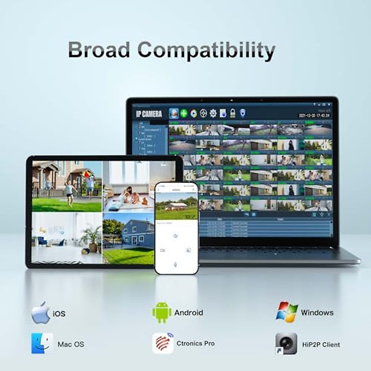 2K 4MP Security Camera Outdoor, 2560×1440P Ctronics PTZ Camera Outdoor 2.4G WiFi CCTV IP Camera for Home Security Human Detection & Auto Tracking Custom Sound Alarm Color Night Vision 2-Way Audio IP66