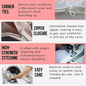 Kamas Duvet Cover Pinch Pleated Design 3 Pieces Oversized King Blush Duvet Cover Set 100% Egyptian Cotton 1000 Thread Count with Zipper & Corner Ties Tuffed Pattern Decorative